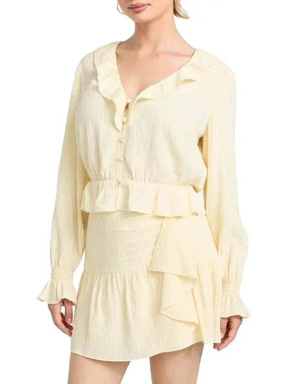 Guess Shaelo Long-sleeve Crop Top - Yellow