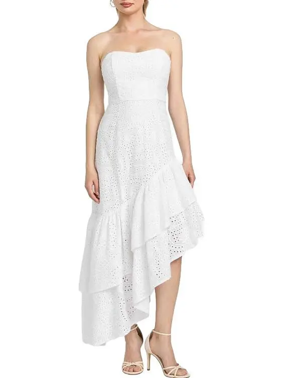 Guess Embroidered Eyelet High-low Dress - White