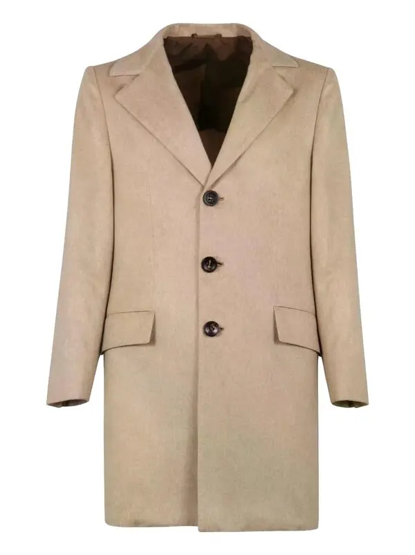 Kiton Single-breasted Cashmere Blend Coat - Neutrals
