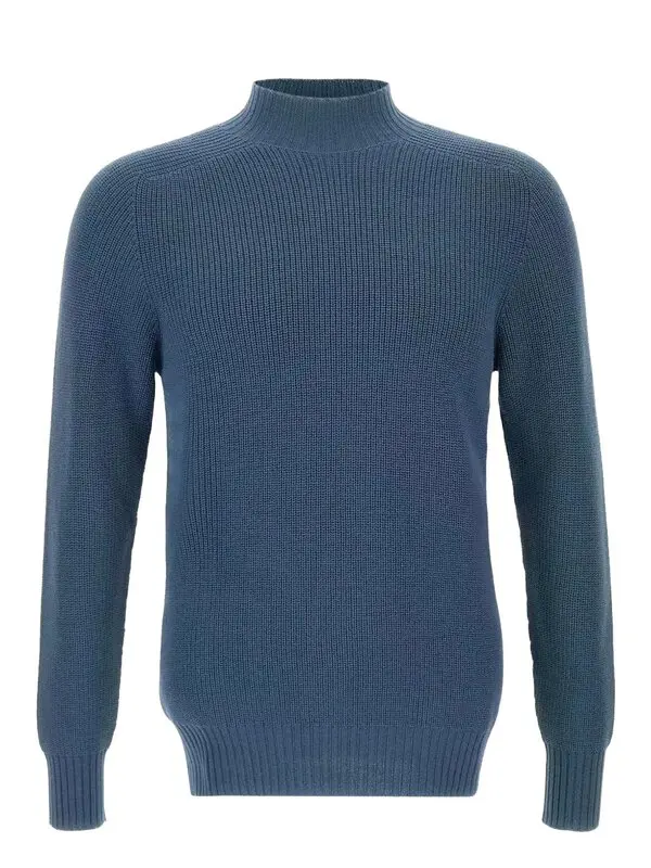 GRAN SASSO Wool Mock Neck Sweater - Blue