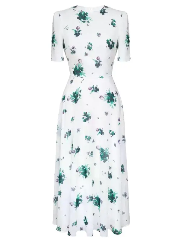POST MERIDIEM Floral-print Midi Dress - White