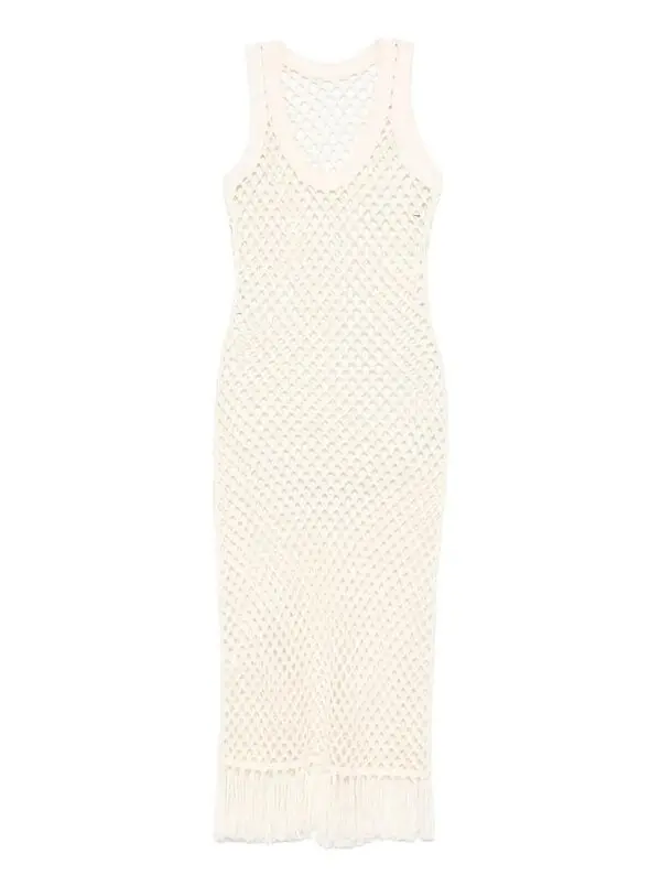 Sir The Label Sleeveless Dress With Fringed Edge - Beige