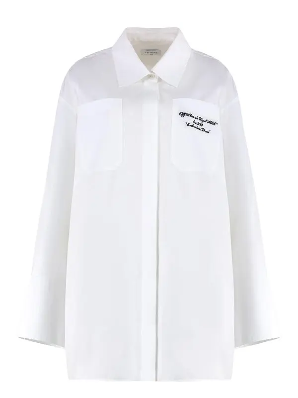 Off-White Cotton Shirtdress - White