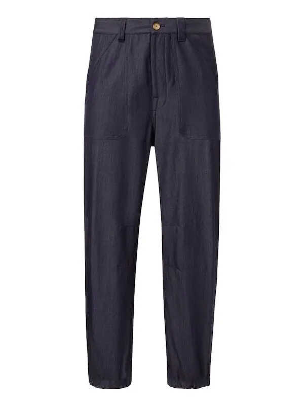 Brunello Cucinelli Wool-blend Twill Straight Pants - Blue