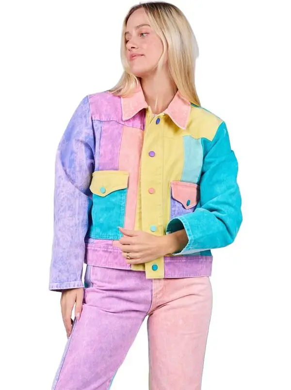 MOKUYOBI Color Blocked Denim Jacket - Stellar Night Acid Wash