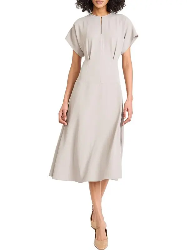 LUXELY Fit & Flare Midi Dress - Mourning Dove