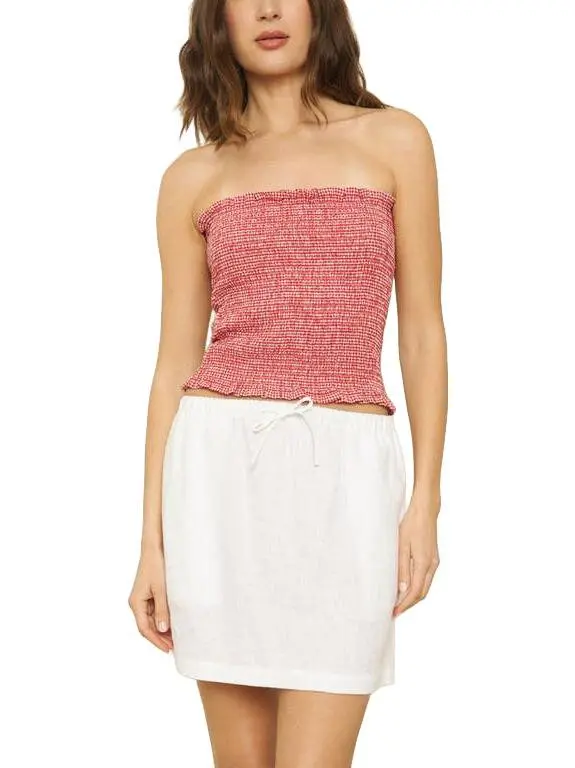 WHIMSY + ROW Matilda Smocked Tube Top - Red Gingham