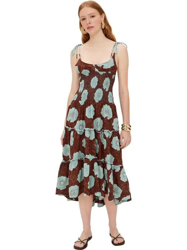 Free People Adriel Midi Dress - Nutmeg Combo