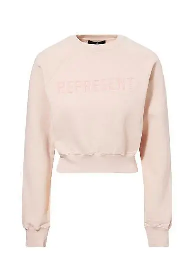 REPRESENT Cropped Cotton Sweatshirt - Rose Quartz