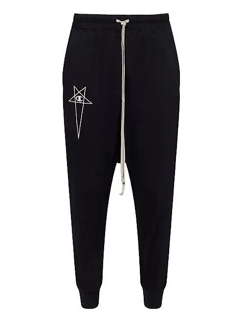 Rick Owens X Champion Logo-embroidery Cotton-jersey Jogging Bottoms - Black