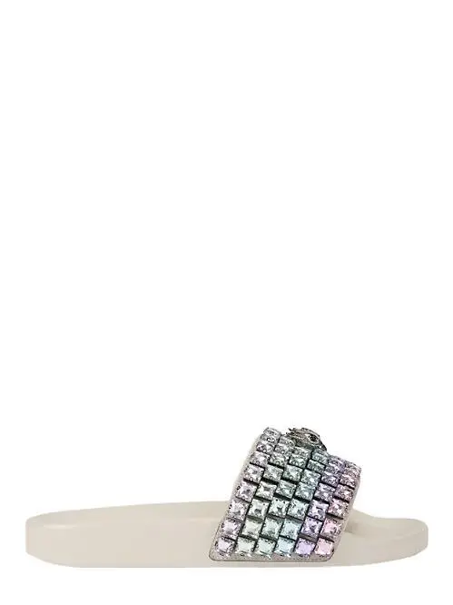 Kurt Geiger Meena Eagle Crystal-embellished Sliders - Bone/comb