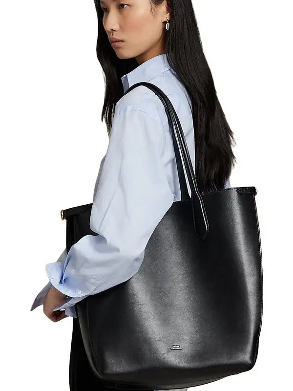 Ralph Lauren Bellport Leather North-south Tote - Black