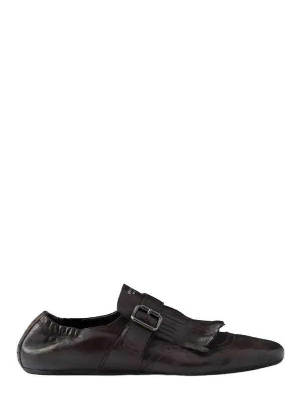 Prada Fringed Monk-strap Loafers - Brown