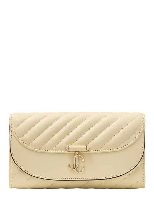 JIMMY CHOO Leather Curve Chain Wallet - Beige