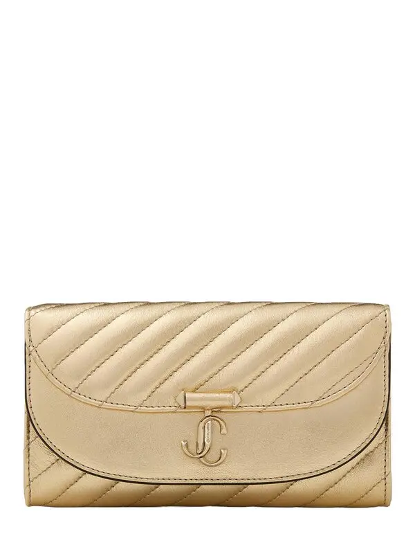 JIMMY CHOO Leather Curve Chain Wallet - Gold