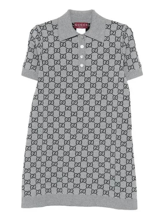 Gucci Gg Pattern Polo Dress - Grey