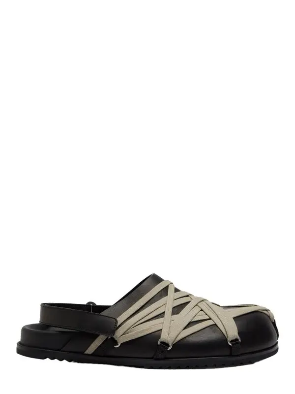 Rick Owens Mega Lace Leather Mules - Black