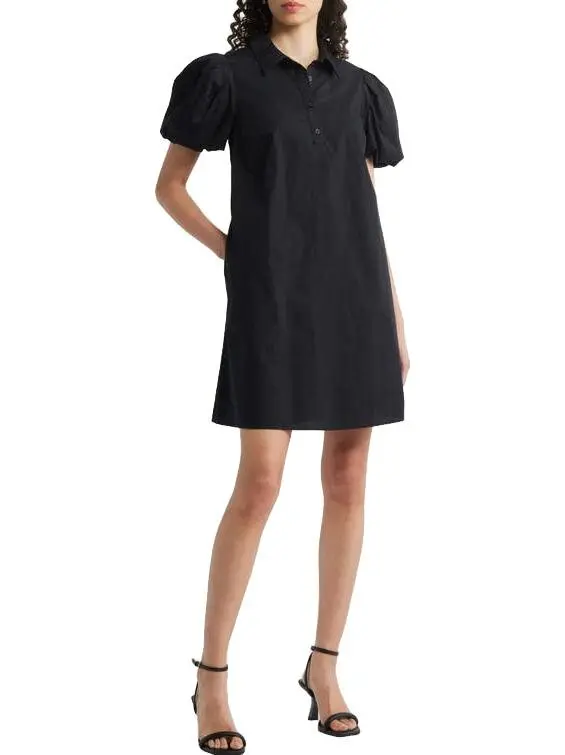 Halogen Puff Sleeve A-line Shirtdress - Rich Black