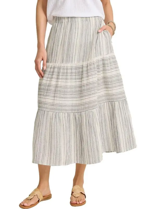 Tommy Bahama Luminous Tide Cotton Tiered Midi Skirt - Coastline