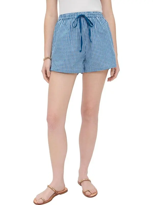 Playa Lucila Gingham Cotton Shorts - Blue Gingham