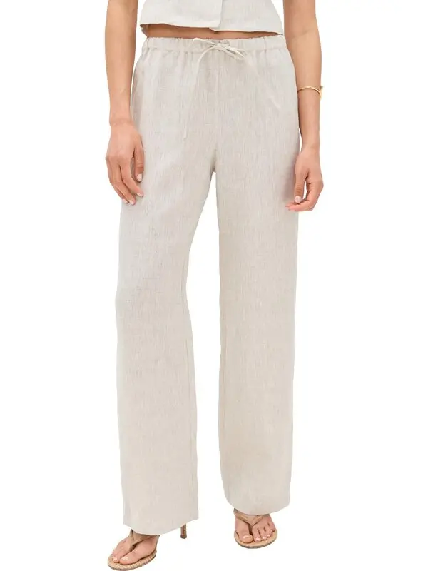 REFORMATION Olina Linen Pants - Oatmeal