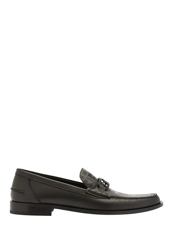 Fendi Tonal Ff-monogram Leather Loafers - Black
