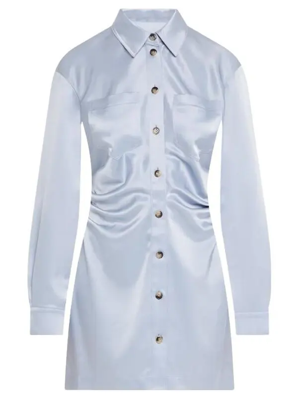 Nanushka Arona Draped Slip Satin Mini Dress - Ice Blue