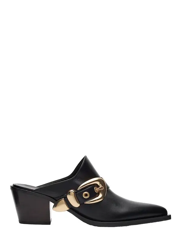 STUART WEITZMAN Maven Leather Buckle Mules - Black