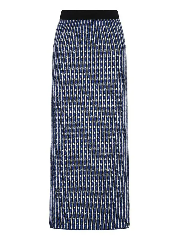 Escvdo Apu Knitted Midi Skirt - Electric Blue,black