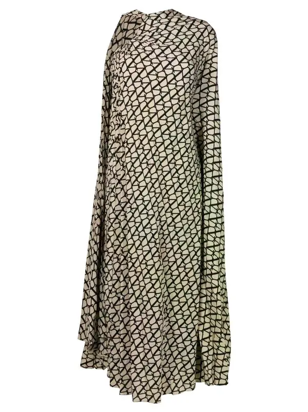 Valentino Garavani Toile Iconographe-print Silk Dress - Neutrals