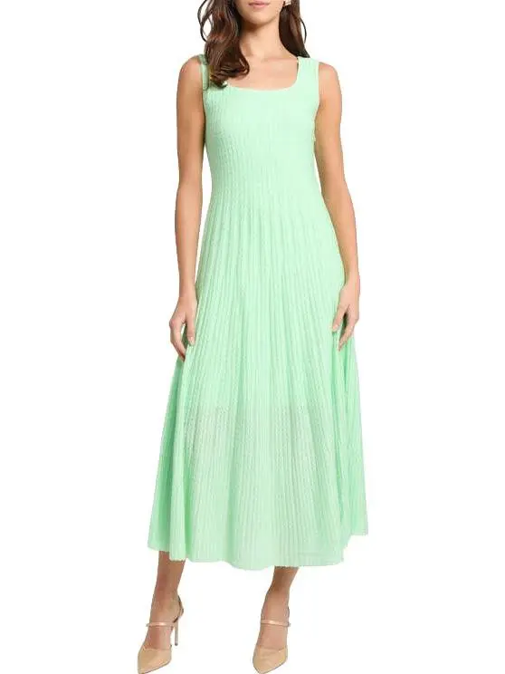 Misook Cable Knit A-line Dress - Paradise Green