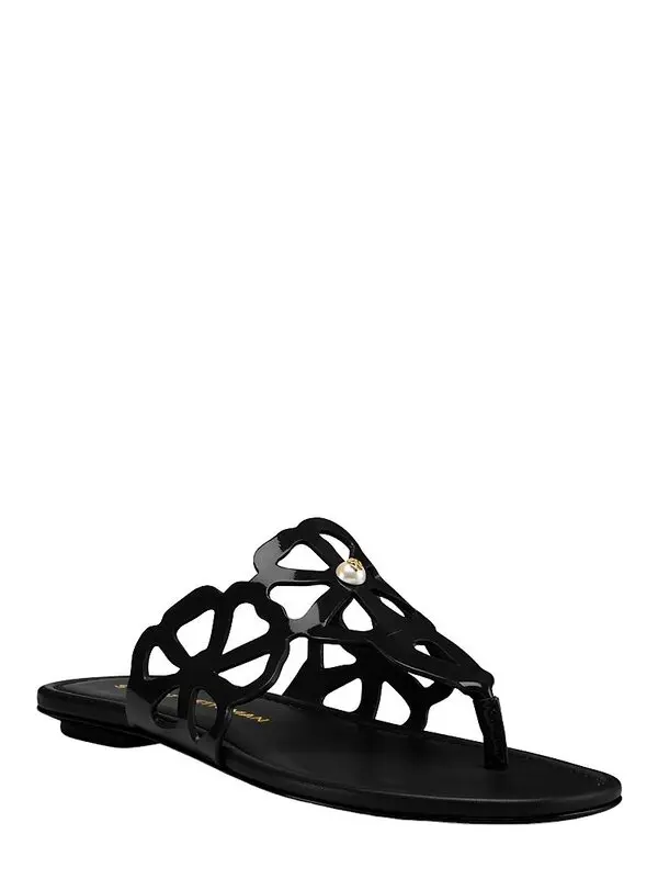 STUART WEITZMAN Jasmine Sandals - Black Patent