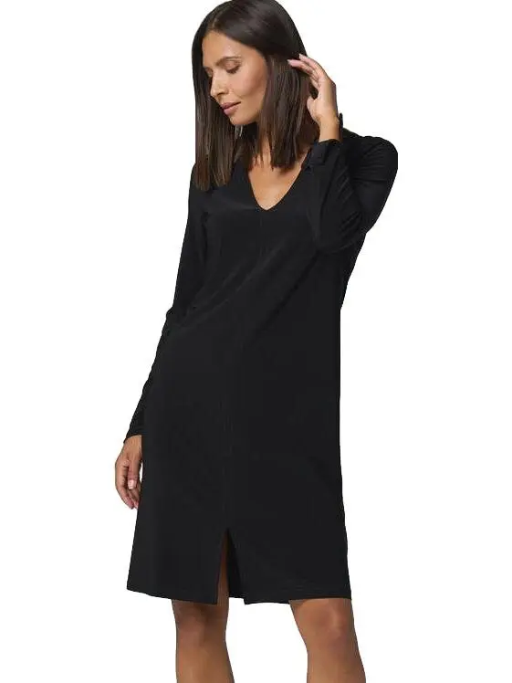 FRANNE GOLDE Luxe Stretch Long Sleeve Midi Dress - Black