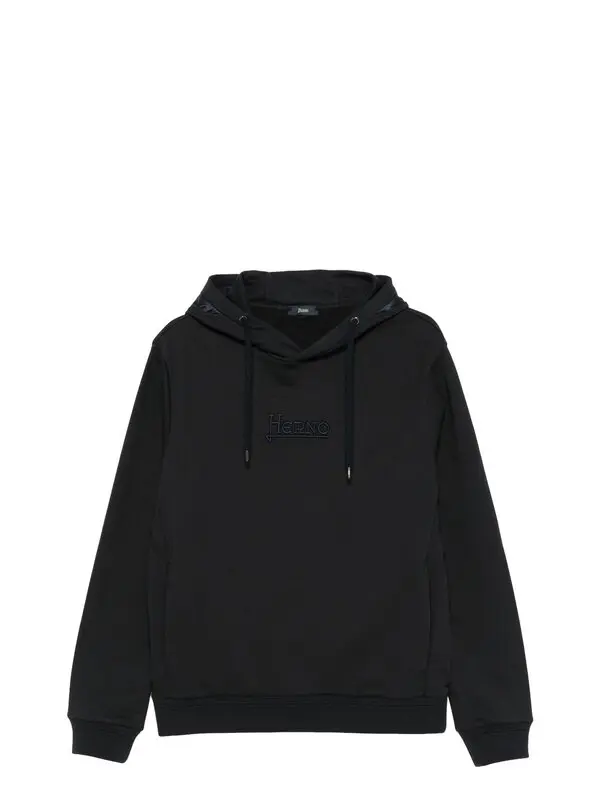 Herno Cotton Logo Hoodie - Blue