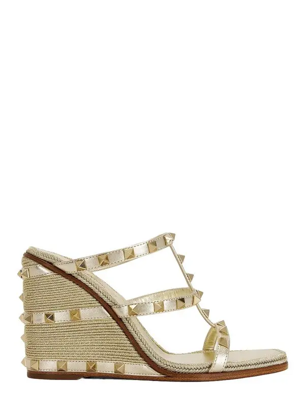 Valentino Garavani Rockstud Espadrille Slides - Platino
