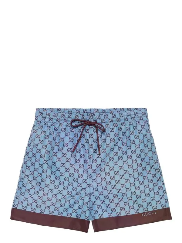 Gucci Printed Poplin Swim Shorts - Blue