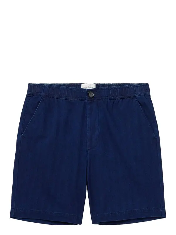 Oliver Spencer Osborne Straight-leg Herringbone Cotton Shorts - Blue