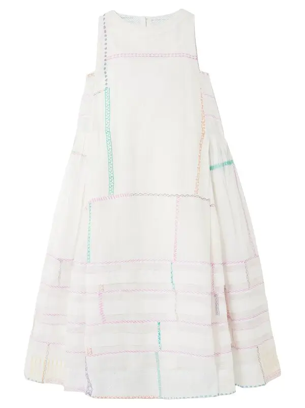 EKA Fyodor Kota Doriya Paneled Midi Dress - White