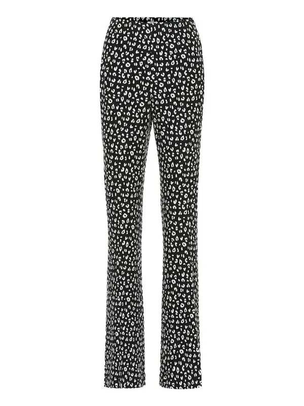 Miu Miu Printed Straight Leg Jersey Pants - Black