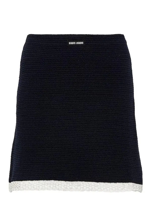 Miu Miu Cotton Blend Crochet Miniskirt - White