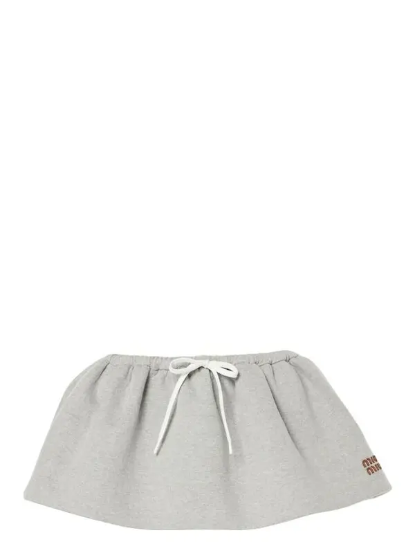 Miu Miu Logo Cotton Fleece Miniskirt - Grey