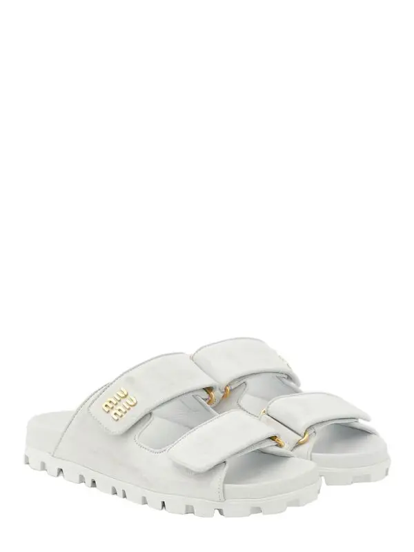 Miu Miu Distressed Leather Sandals - White