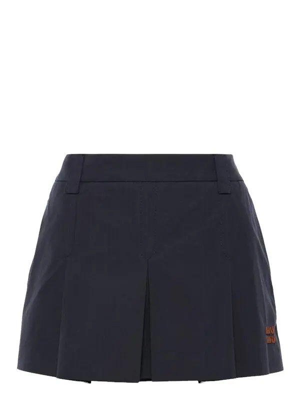 Miu Miu Pleated Cotton-blend Miniskirt - Blue