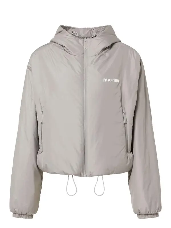 Miu Miu Technical Pongee Puffer Jacket - Grey