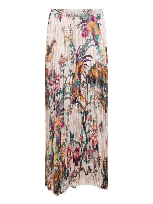 Roberto Cavalli Silk Midi Skirt - Beige