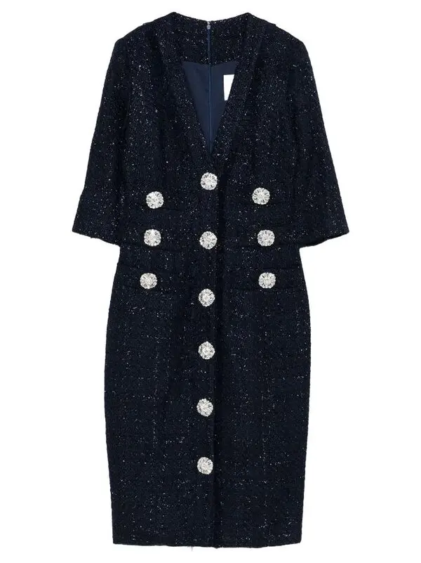 Costarellos Embellished V-neck Dress - Blue