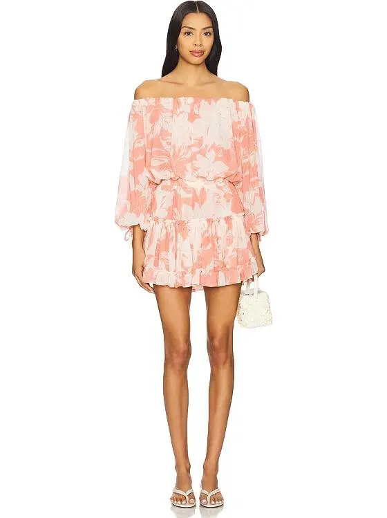 Misa Zonia Off-the-shoulder Dress - Coral Blooms