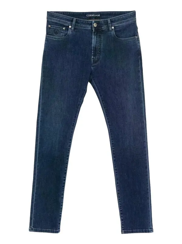 Corneliani Logo-embroidered Jeans - Blue
