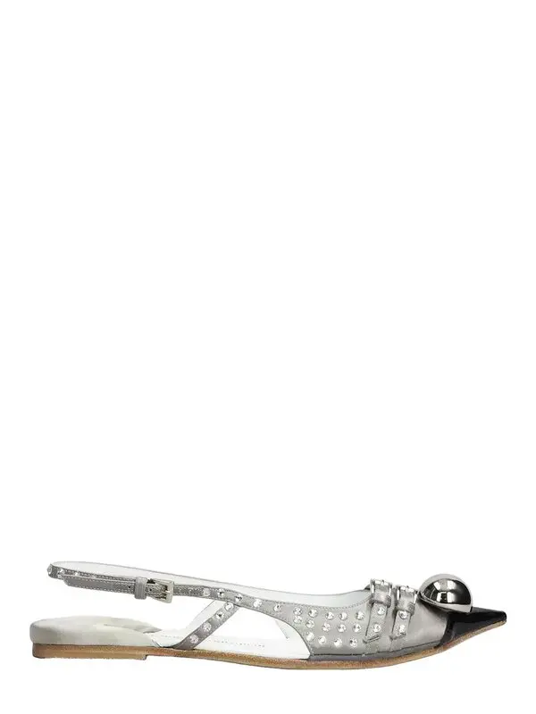 DOVE NUOTANO GLI SQUALI Studded Flat Pumps - Grey