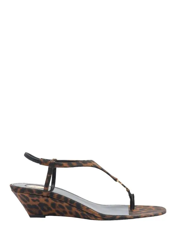 Saint Laurent Fabric Sandals With Leather Sole And Mid Heel - Multicolor